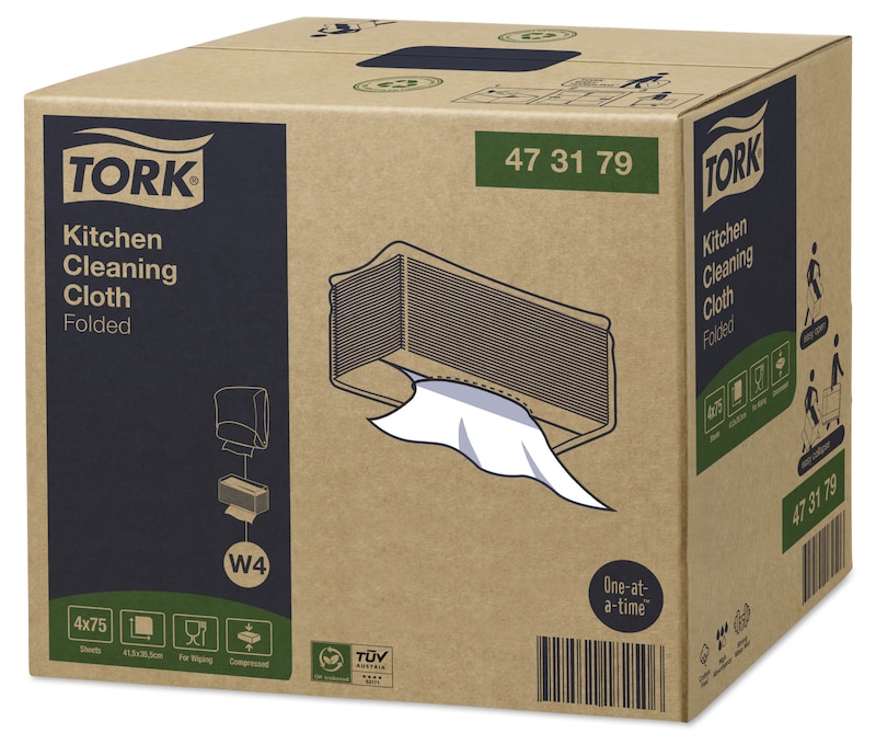 3Pin >> TORK W4 Folded Kitchen Cloth - White - 300 Sheets - 1 Ply - Case
