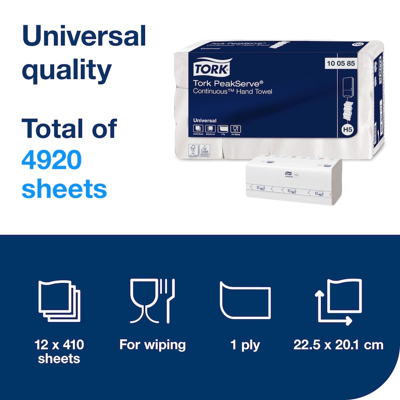 3Pin >> TORK H5 PeakServe Folded Towel Paper Towels - 1 Ply Universal ...